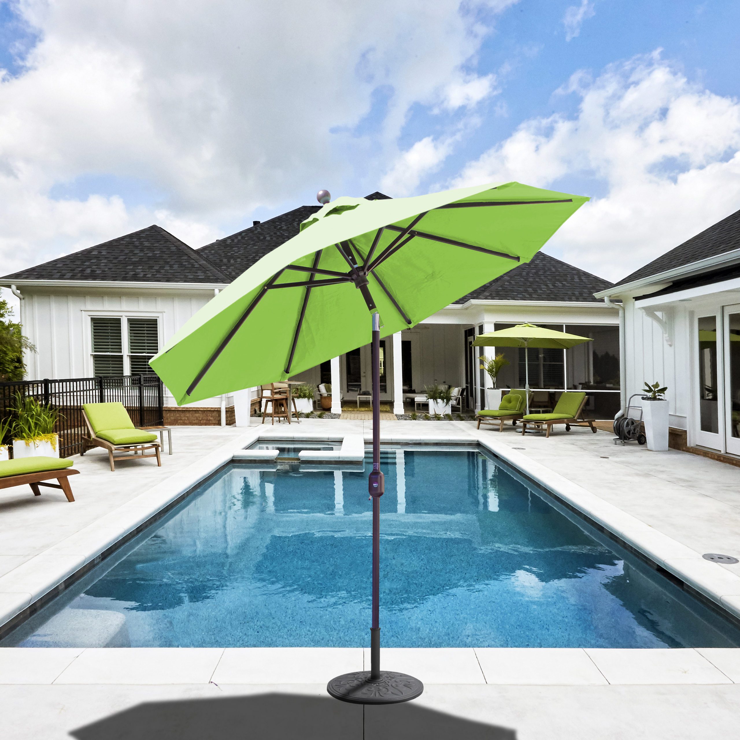 Aluminum Patio Umbrella Sunbrella Canvas 7.5' Auto Tilt | MJJSales.com